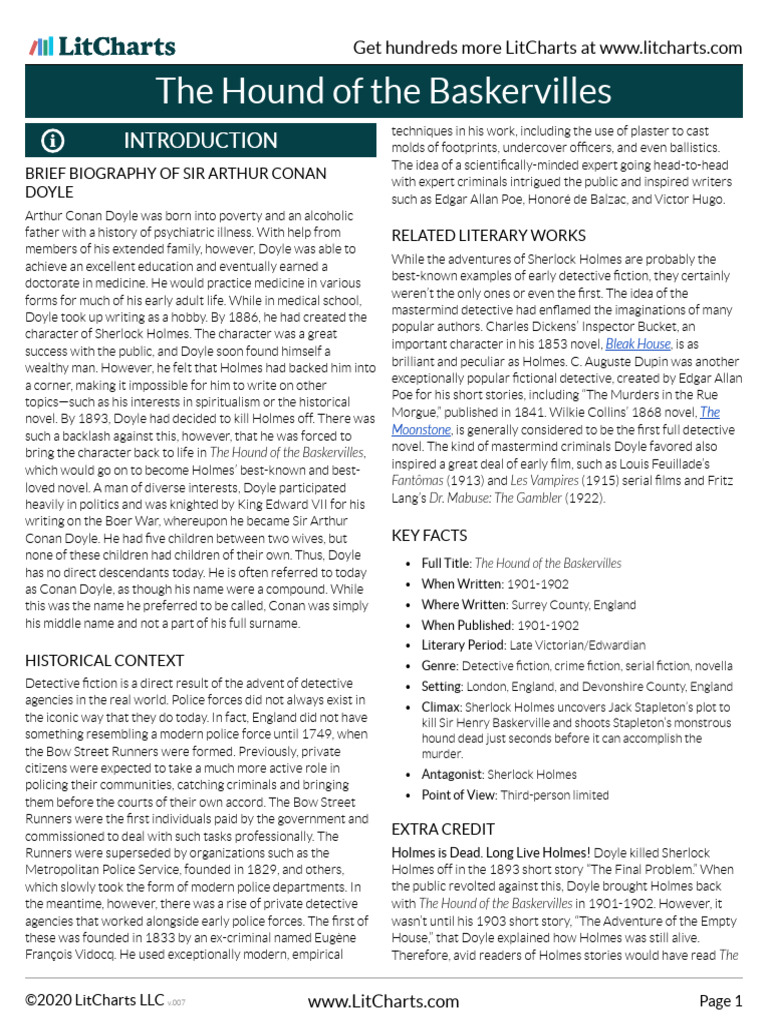 The Hound of The Baskervilles LitChart | PDF | Dr. Watson | Sherlock Holmes