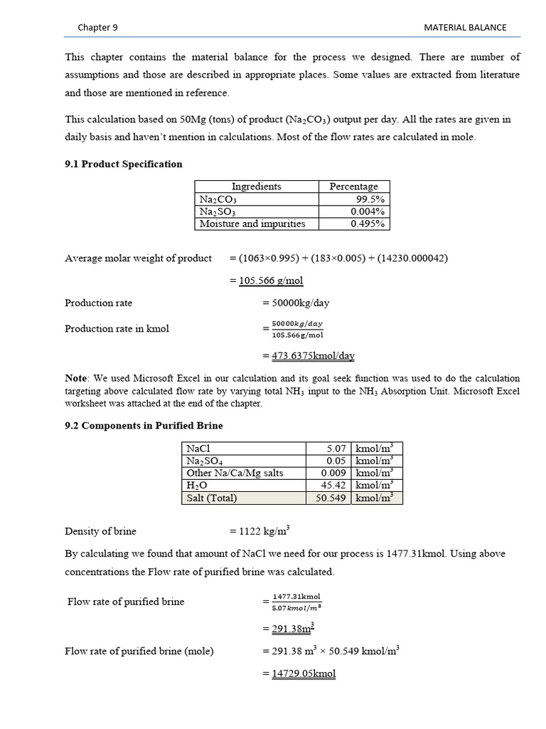 Design of Soda Ash Plant 2 | PDF | Ammonia | Sodium Bicarbonate