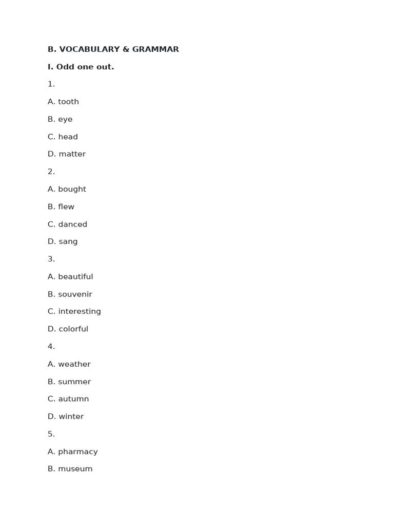 Grade 10 English Vocabulary Exercises | PDF | Language Mechanics ...