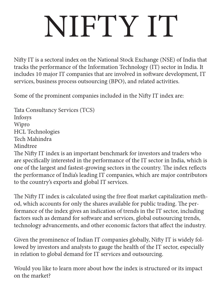 Nifty IT Index Overview and Impact | PDF