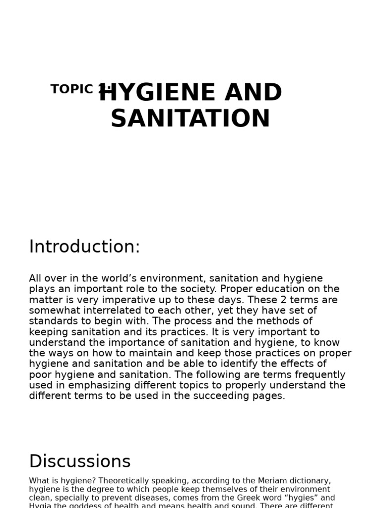 Hygiene and Sanitation | PDF | Hygiene | Sanitation