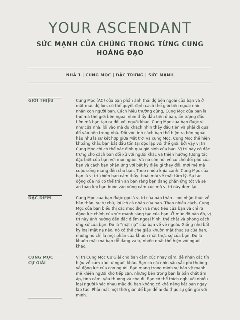 Your Ascendant: S C M NH C A Chúng Trong T NG Cung Hoàng Đ o | PDF