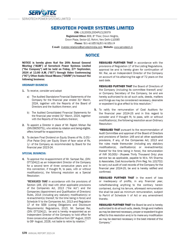 Notice | PDF | Business | Corporations