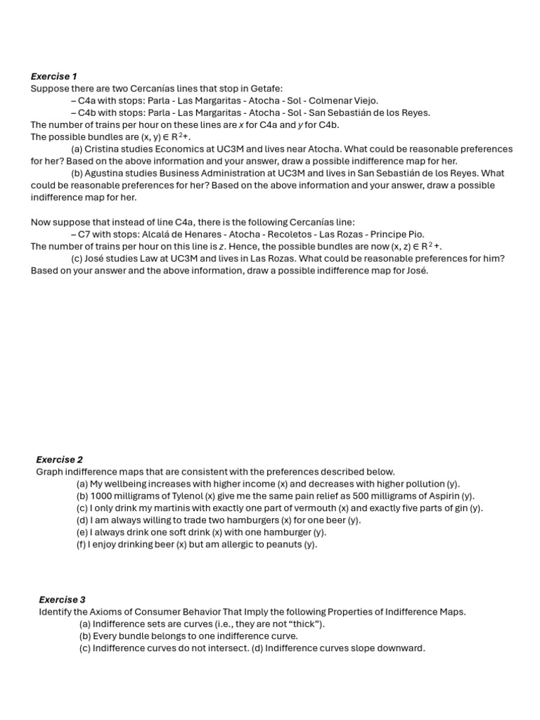 Exercises 1 Global Classroom | PDF | Utility | Microeconomics