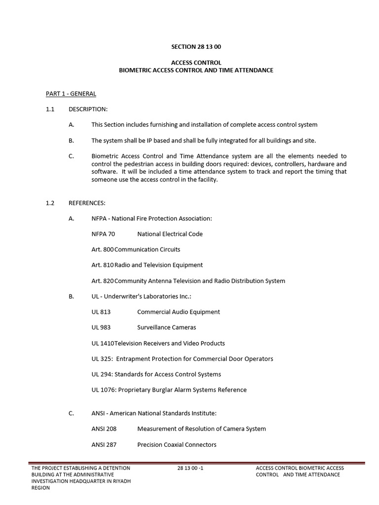 28 13 00 Access Control | PDF | Access Control | Computer Network 28 13 00 Access Control | PDF | Access Control | Computer Network
