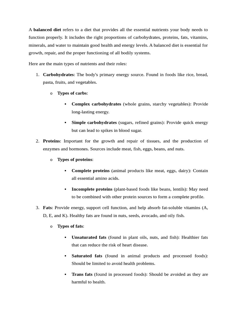 Essential Guide to Balanced Diets | PDF | Healthy Diet | Fat