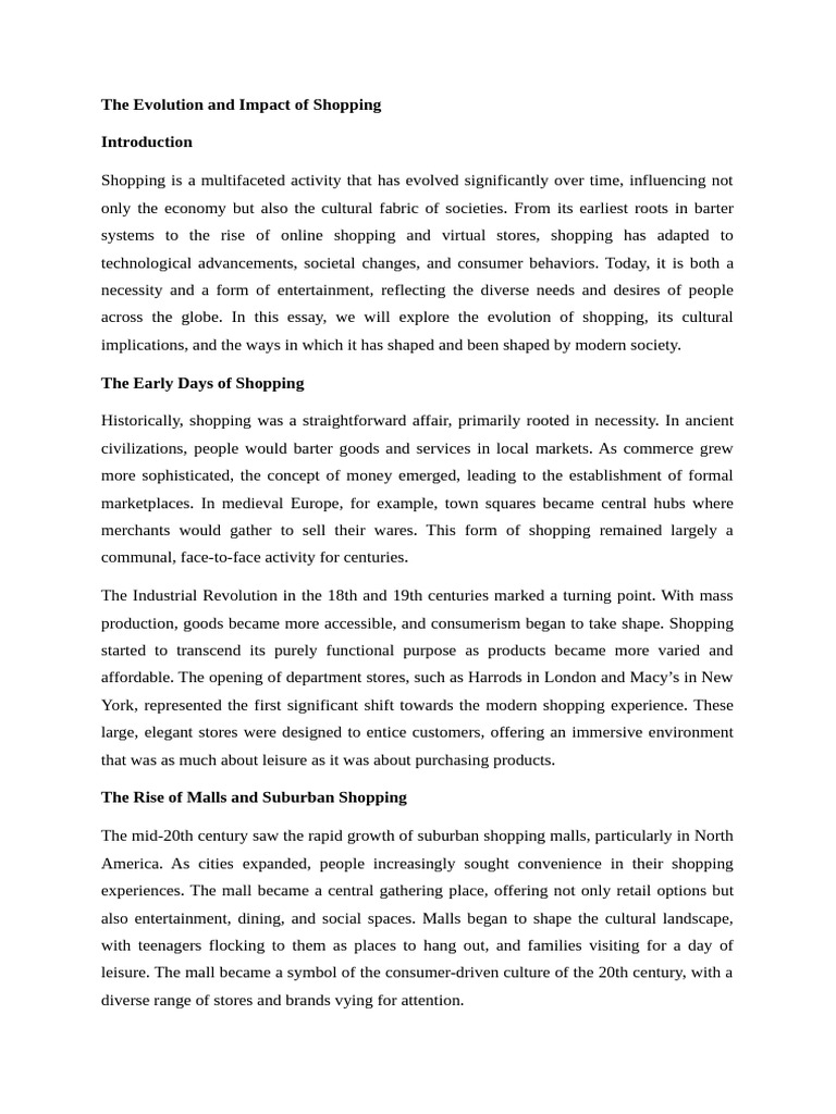 Evolution of Shopping: Past to Future | PDF | Online Shopping | Retail