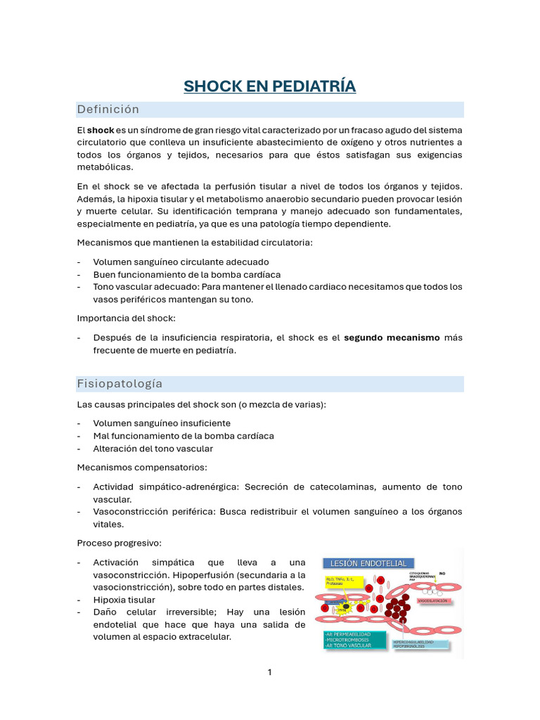 Shock en Pediatria | PDF | Choque (circulatorio) | Fisiología