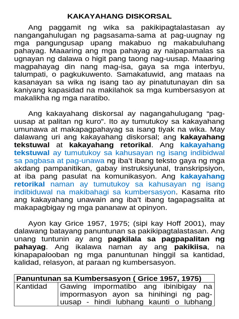 5 Kakayahang-Diskorsal | PDF