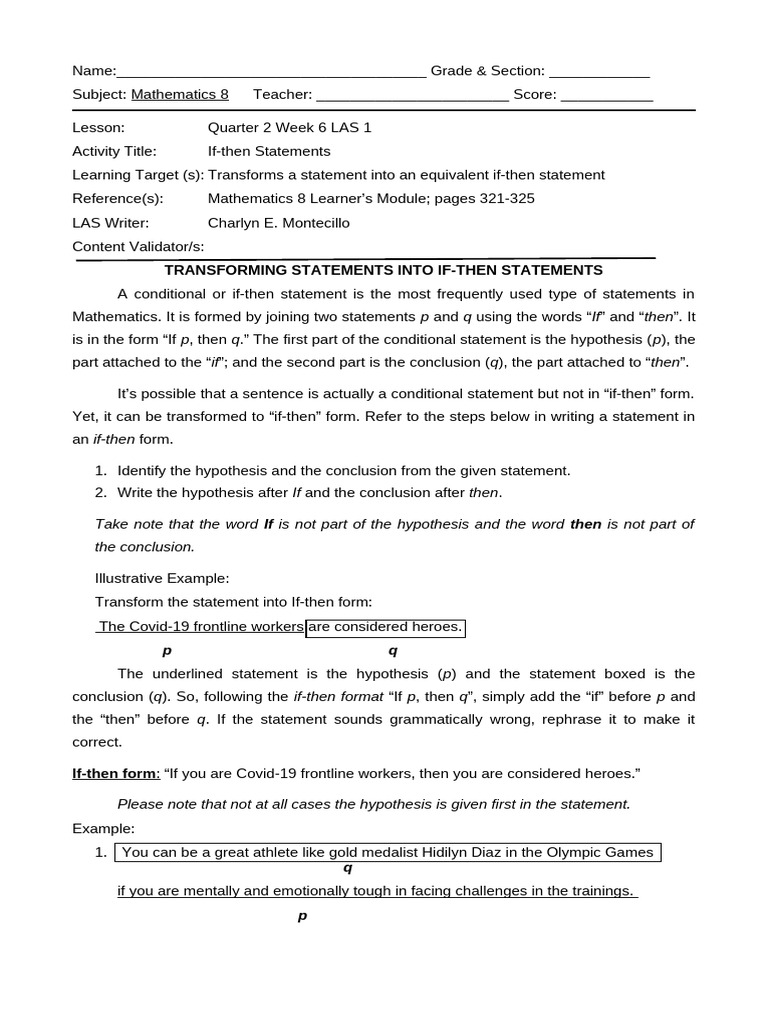Grade 8 Q2 W6 L1 Charlyn E. Montecillo | PDF | Triangle | Shape
