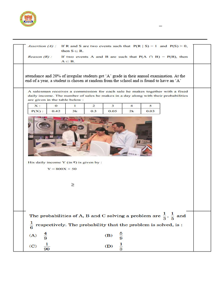 Class 12 Probability | PDF | Probability | Probability Distribution