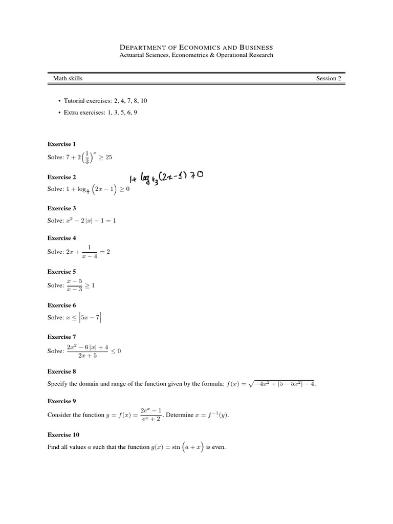 Math Skills Session 2 | PDF