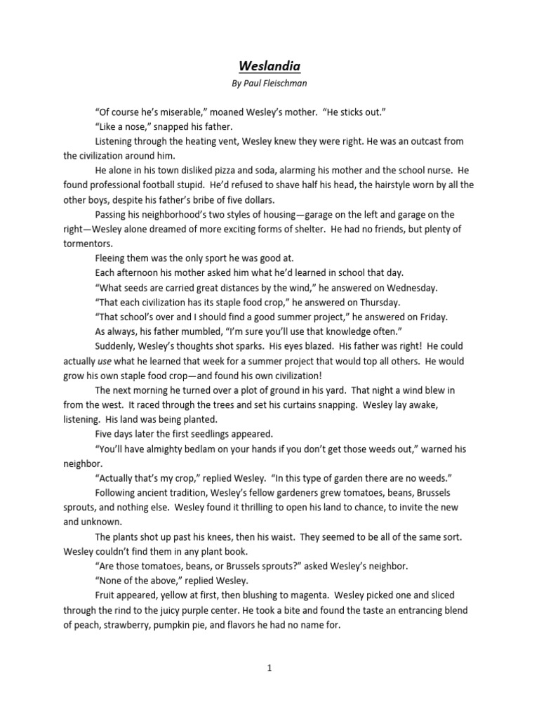 Wesley's Journey to Weslandia | PDF | Fruit | Plants