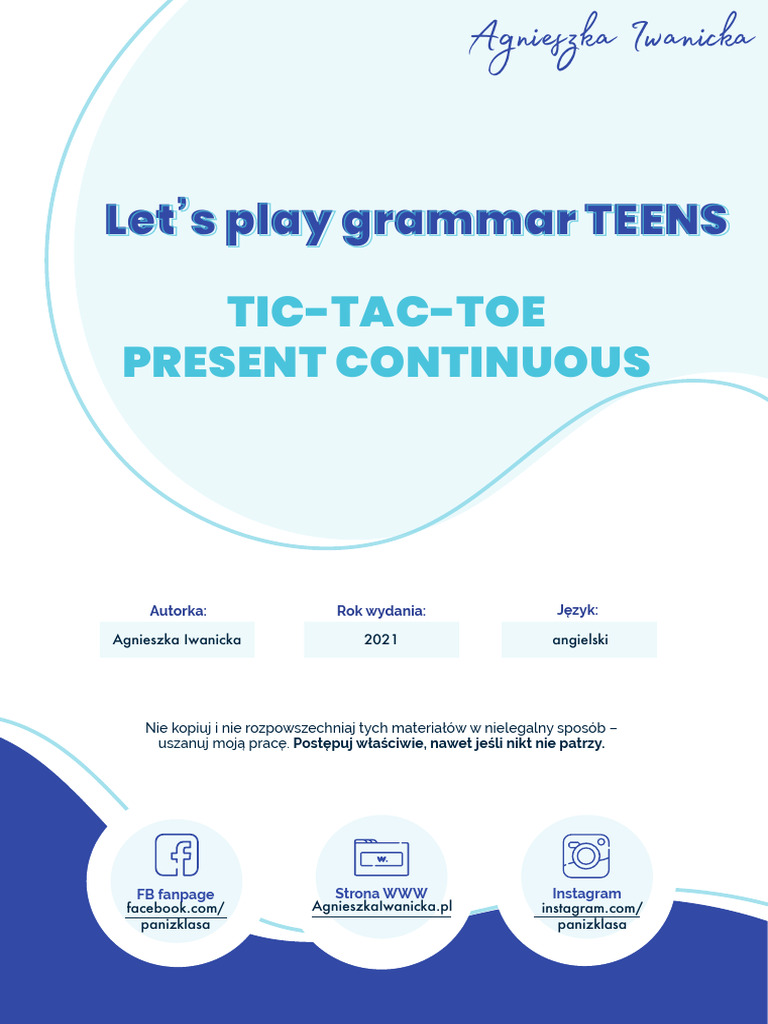 TIC-TAC-ToE - Present Continuous | PDF | Grammar | Linguistic Typology