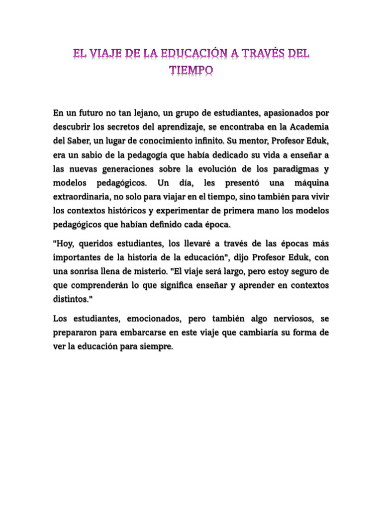 El Viaje de La Educación A Través Del Tiempo | PDF | Enseñando | Aprendizaje