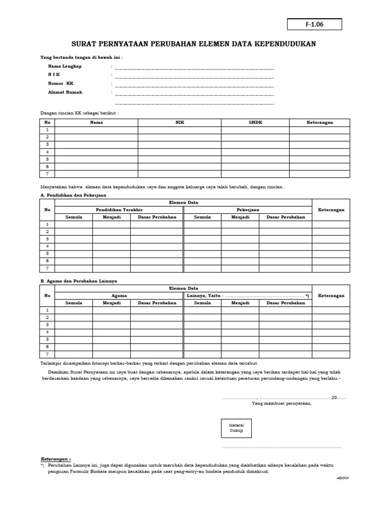 Form Perubahan | PDF