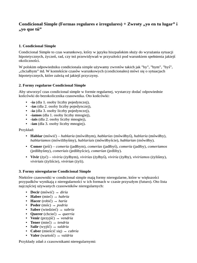 Condicional (Zosia) | PDF