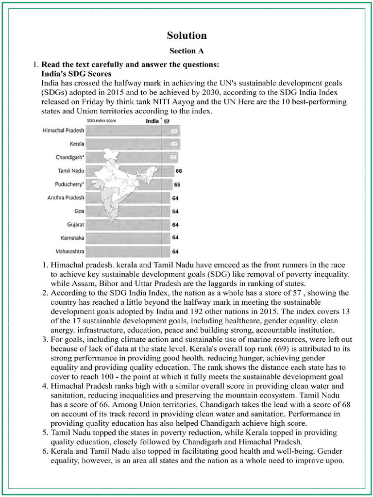 English Class x Sample Paper 04 Answers | PDF