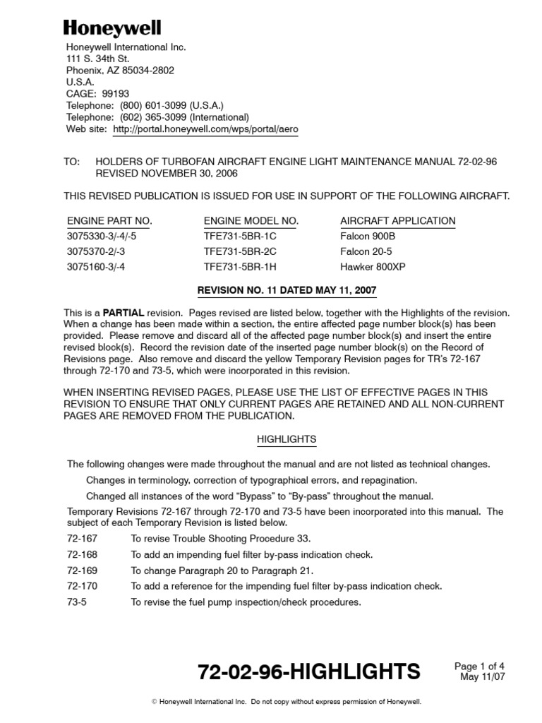 Honeywell Turbofan Aircraft Engine 72-02-92 | PDF | Turbine | License