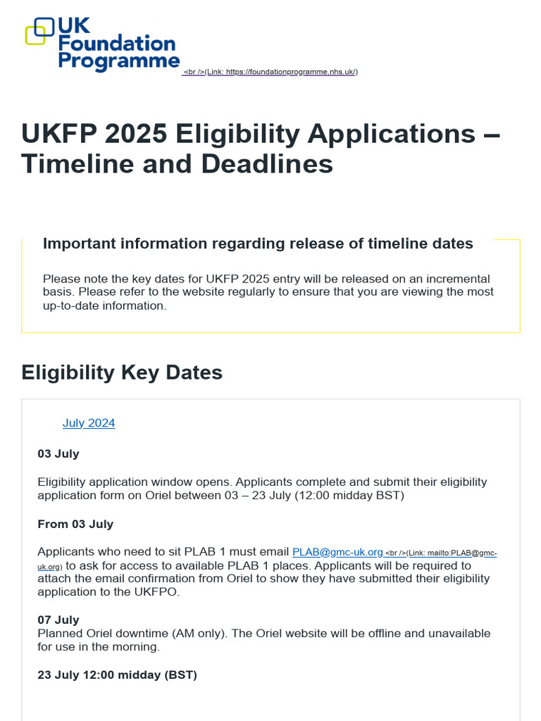 UKFP 2025 Eligibility Applications - Timeline and Deadlines - UK ...