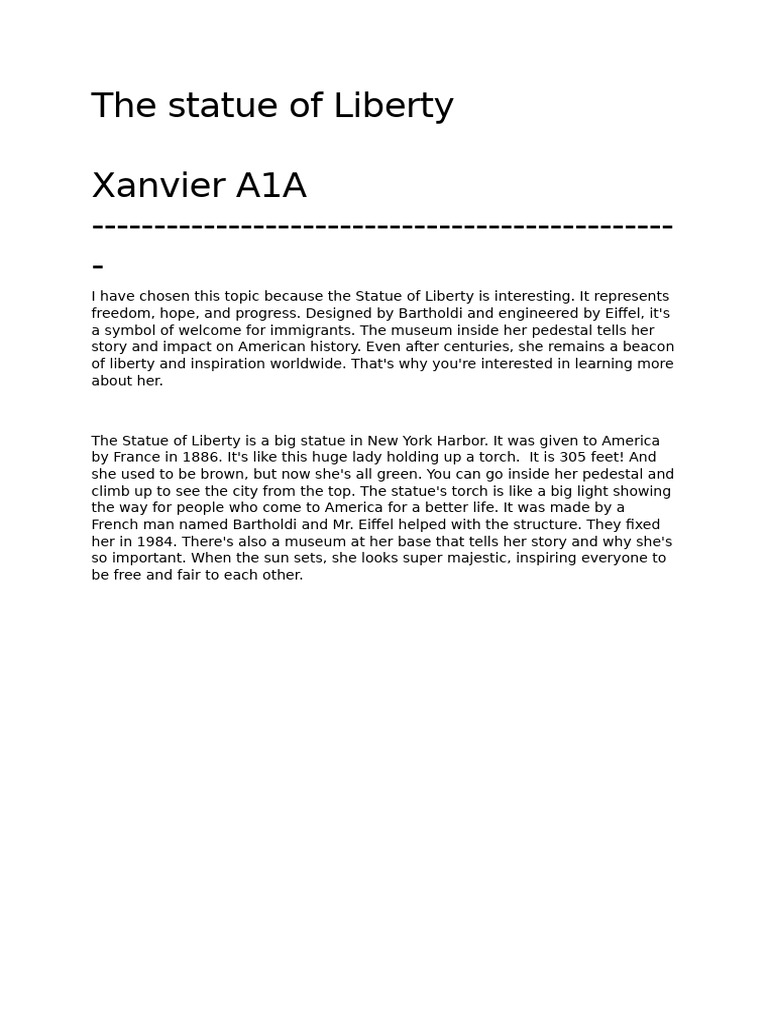 Xanvier A1A Statue of Liberty | PDF