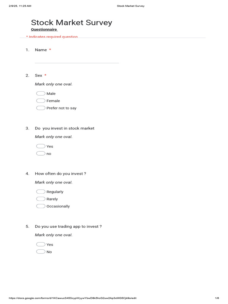Stock Market Investment Survey | PDF | Stock Market | Stocks