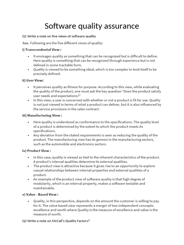 Software Quality Assurance | PDF | Software Quality | Software