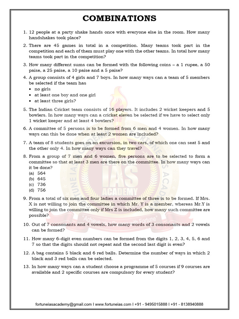 Combinations | PDF | Euclidean Geometry | Elementary Geometry