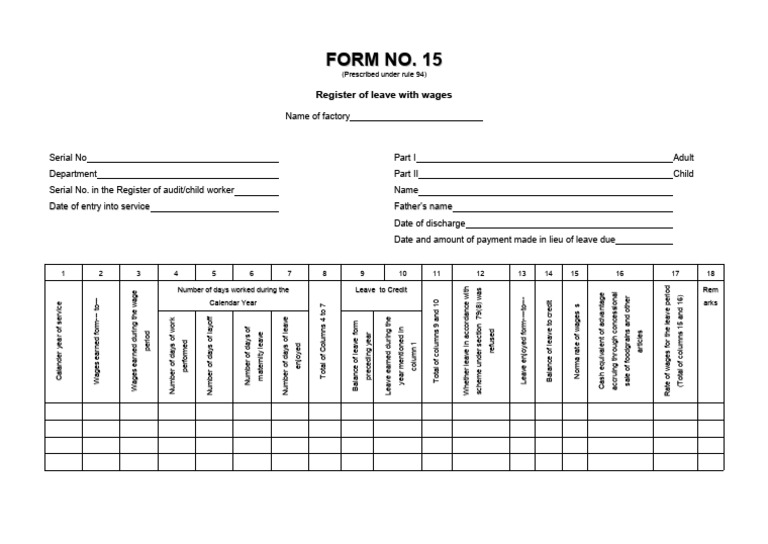 Leave Register with Wages Format | PDF | Economies