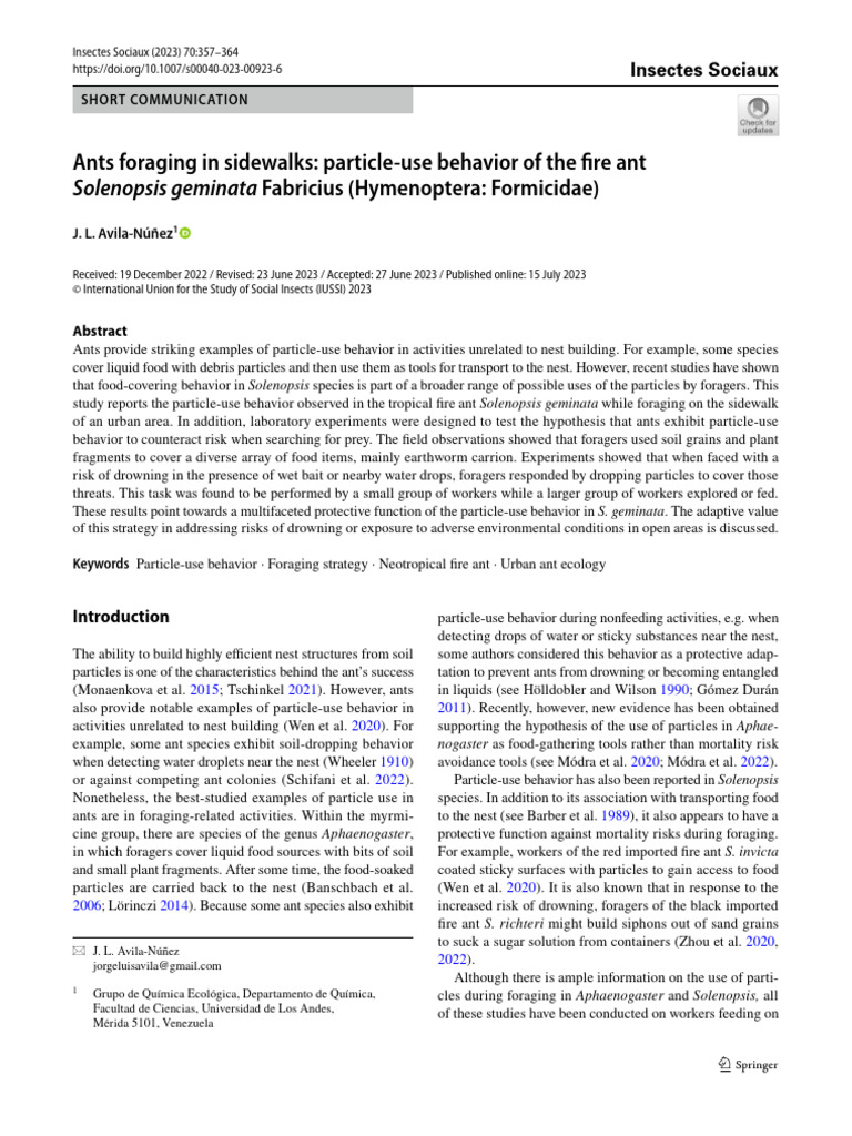 Fire Ant Particle-Use Behavior Study | PDF | Ant | Foraging