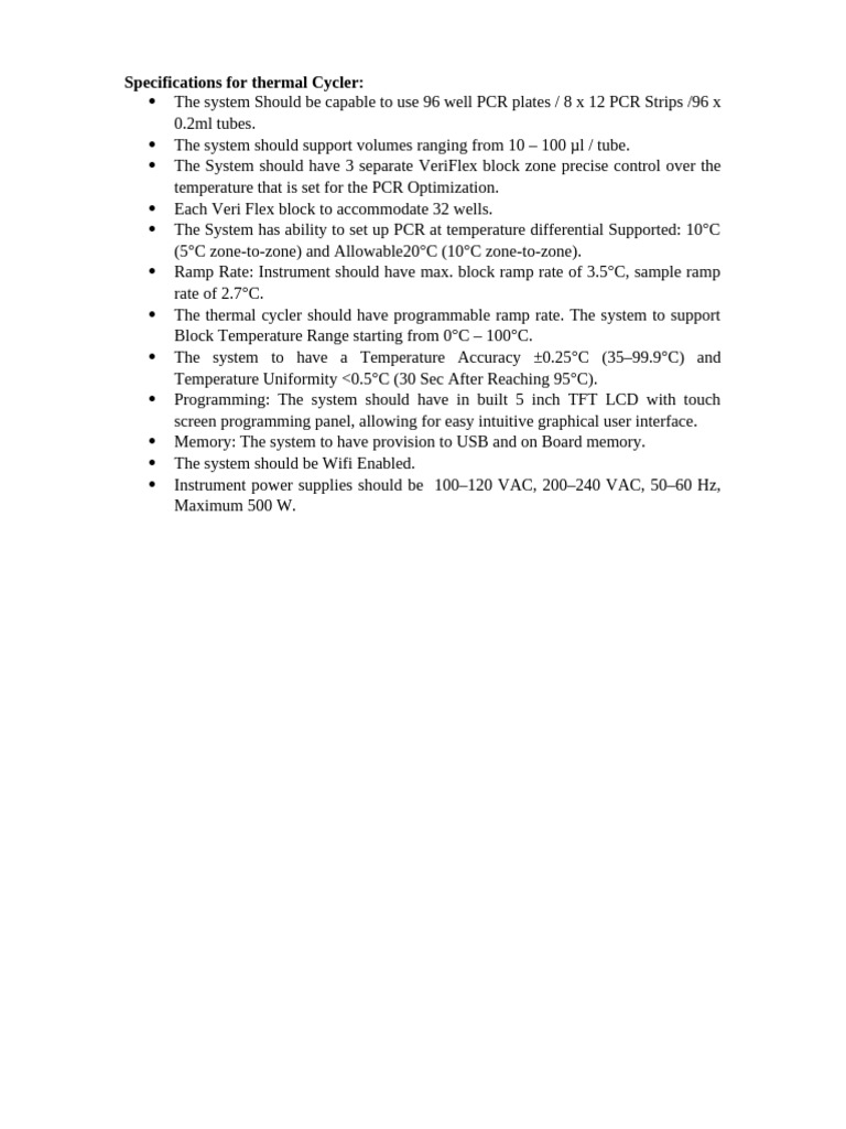 SPECS - RTPCR & Thermal Cycler | PDF | Polymerase Chain Reaction | Reverse Transcription ...
