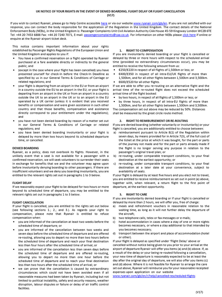 Passenger Rights Notice For UK EN | PDF