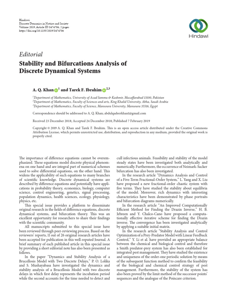 Discrete Dynamics in Nature and Society - 2019 - Khan - Stability and ...
