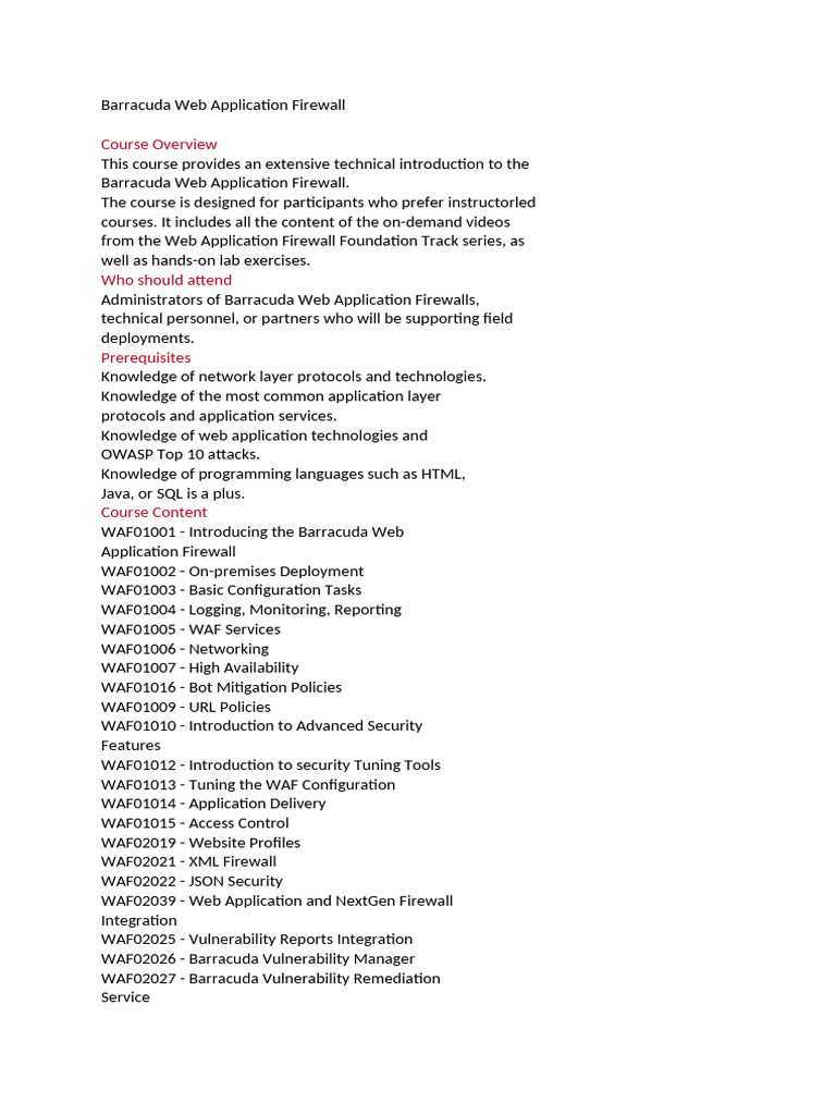 Barracuda Web Application Firewall | PDF