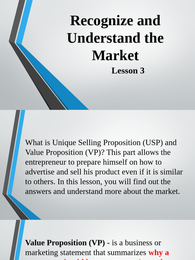 Lesson 3-Recognize and Understand The Market | PDF | Market ...