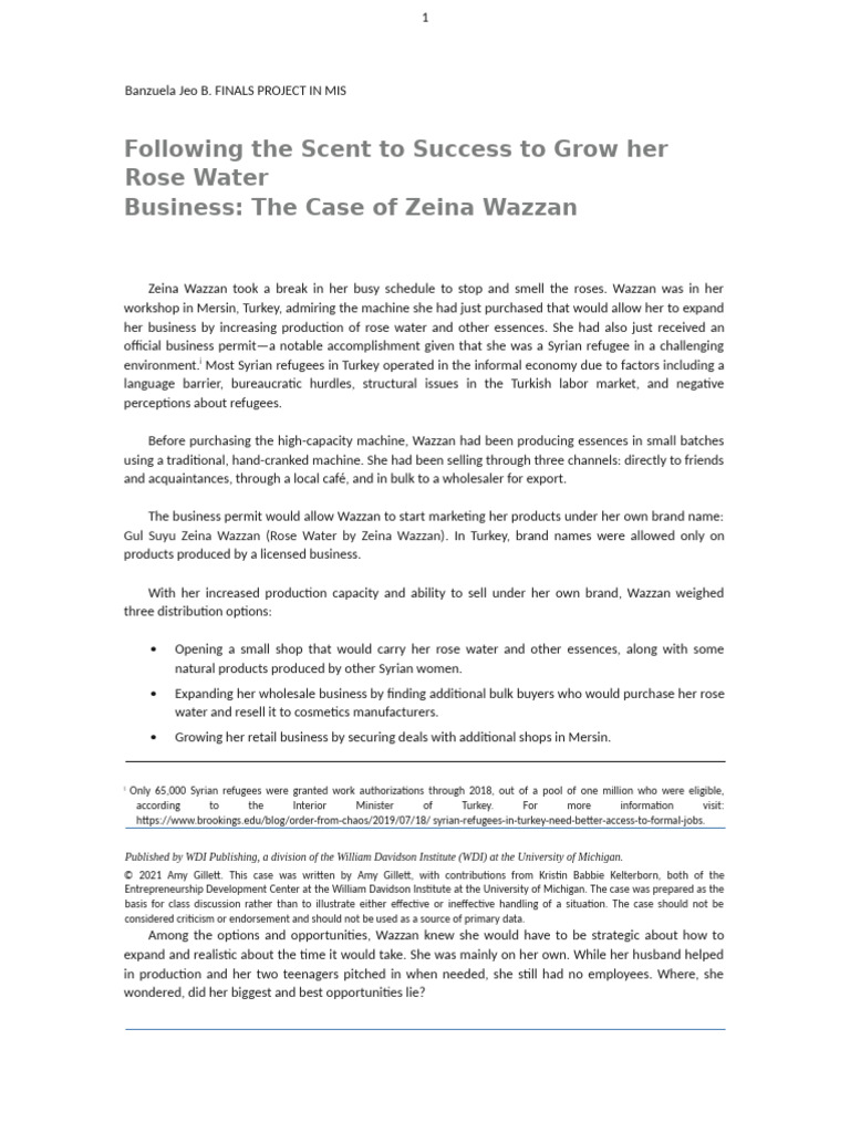 Zeina Wazzan's Rose Water Business Growth | PDF | Water | Rose