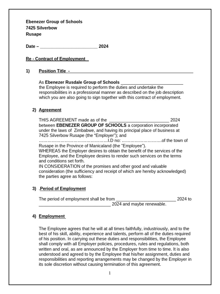 Employment Contract - Teaching Staff | PDF | Employment | Salary
