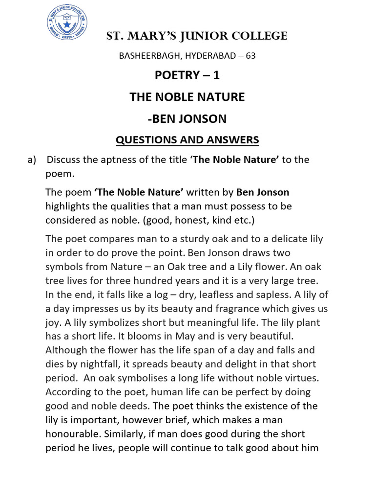 The Noble Nature | PDF