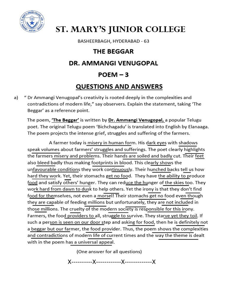The Beggar: A Poem on Farmer Struggles | PDF