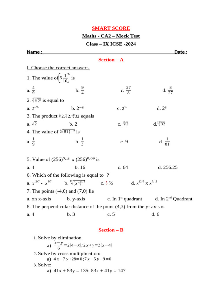 Maths - CT3 - Mock Test - Percentages & SImple and Compound Interest ...
