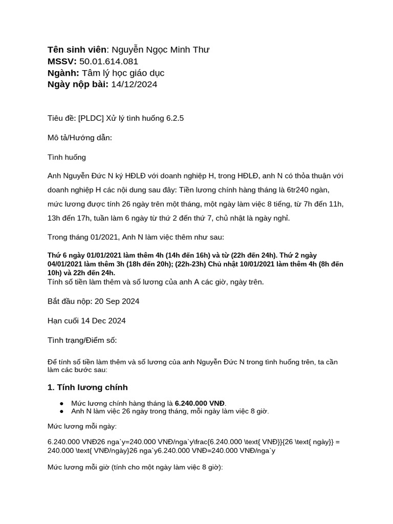 (PLDC) Xử Lý Tình Huống 6.2.5 | PDF