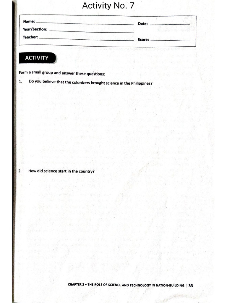 Chapter 2 Activities | PDF