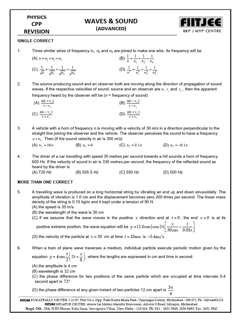 SR Physics Revision_WAVES & SOUND_Advanced_CPP | PDF | Waves | Sound