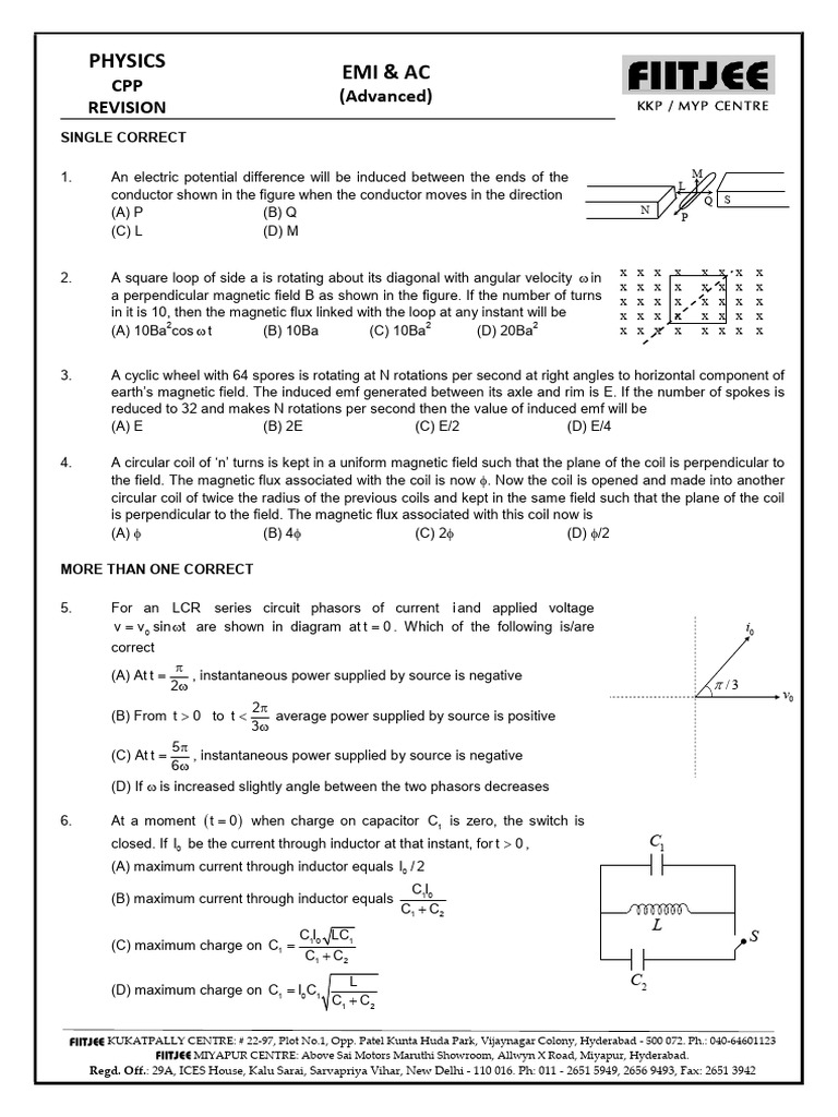 SR Physics Revision - EMI & AC - Advanced - CPP | PDF | Inductor | Quantity