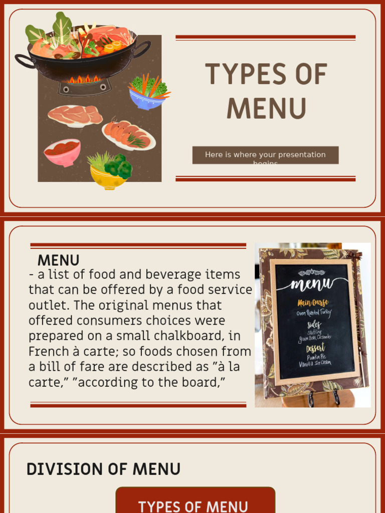 Types of Restaurant Menus Explained | PDF