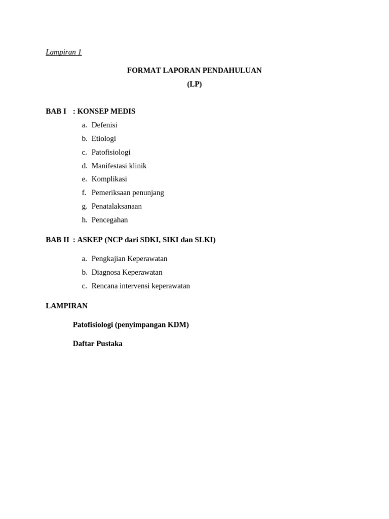 Format Laporan Pendahuluan | PDF