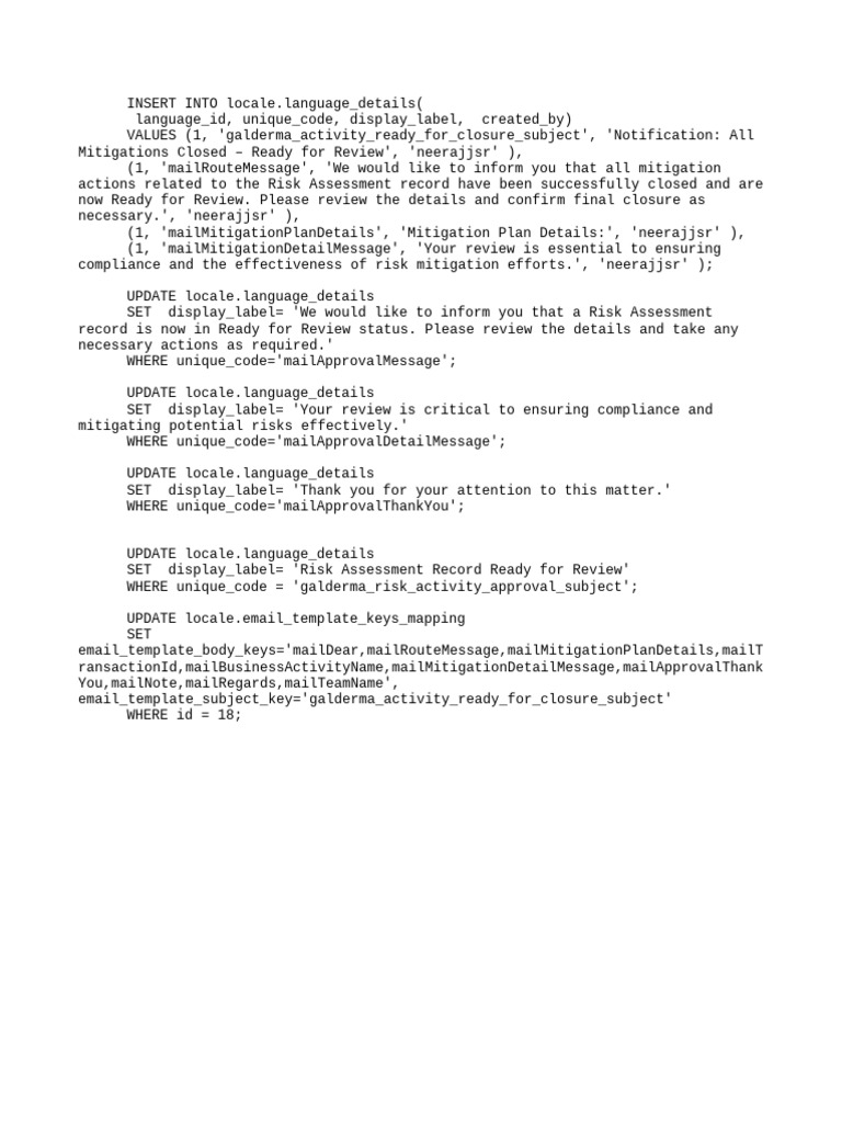 GAL-69 DB Script 1 | PDF