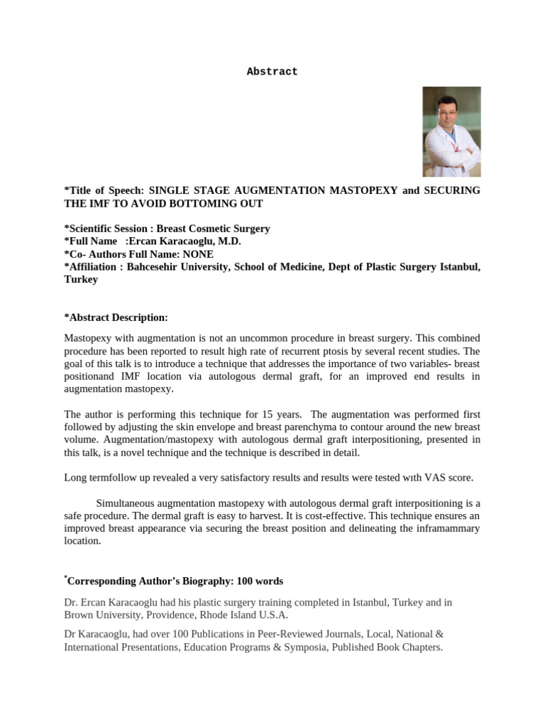 Augmentation Mastopexy Technique Overview | PDF | Plastic Surgery | Surgical Specialties