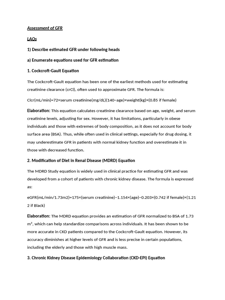 Assessment of GRF Nepho Template Answers | PDF | Creatinine | Clinical Medicine