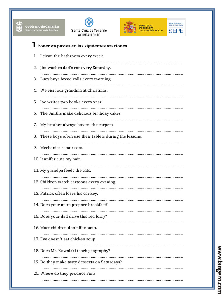 Spanish Passive Voice Practice | PDF